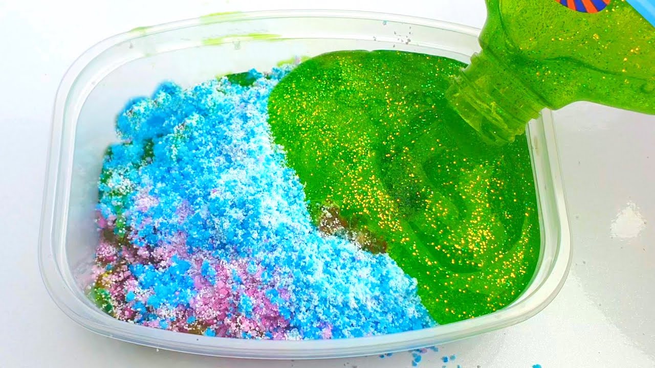 Making Cloud Dough Slime With Glitter Glue ! Satisfying Slime ASMR ...