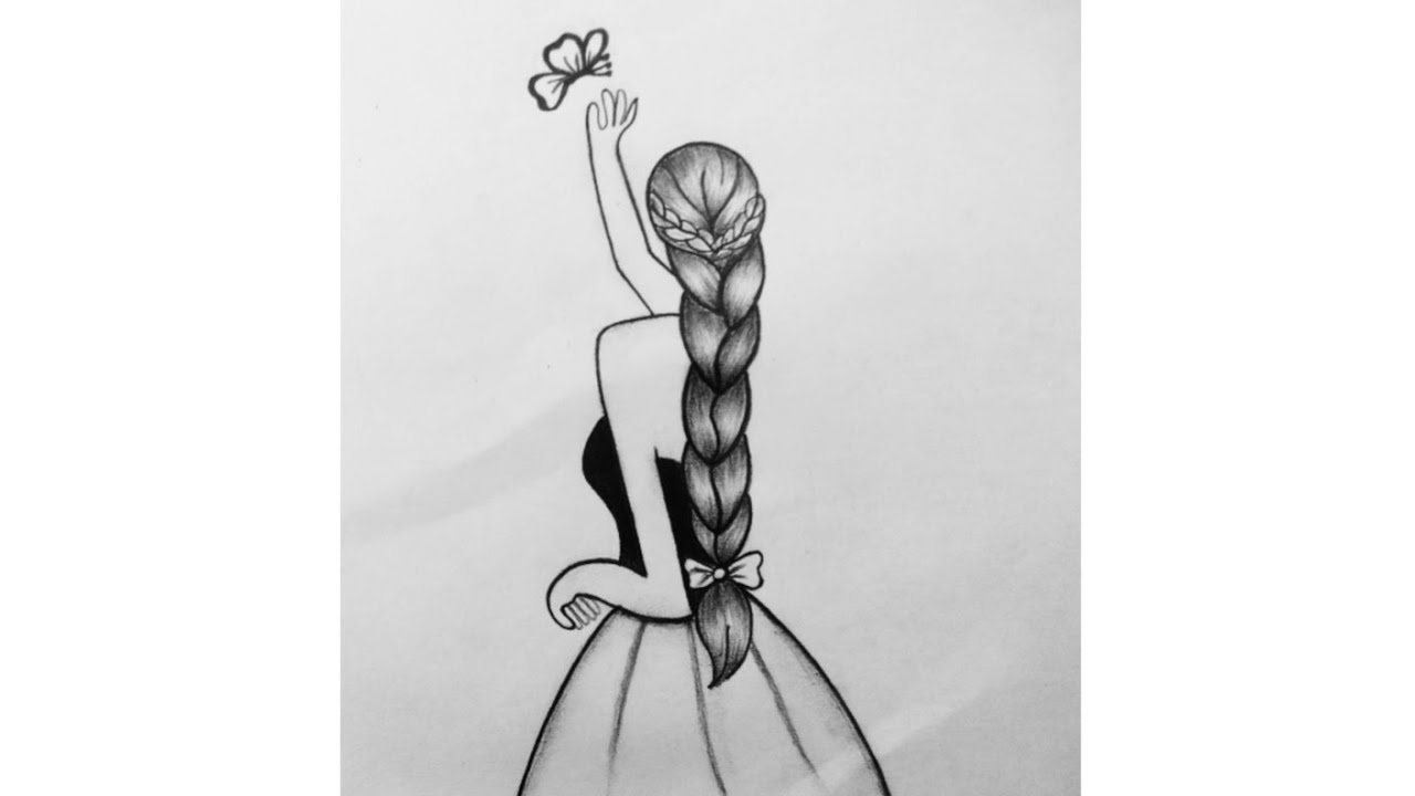 how to draw a back side girl drawing-drawing easy ll drawing for ...