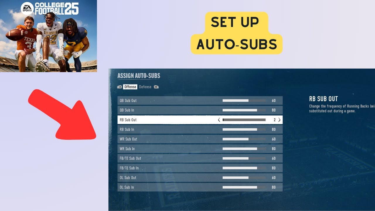 How to Set Up Auto-Subs in College Football 25 - YouTube