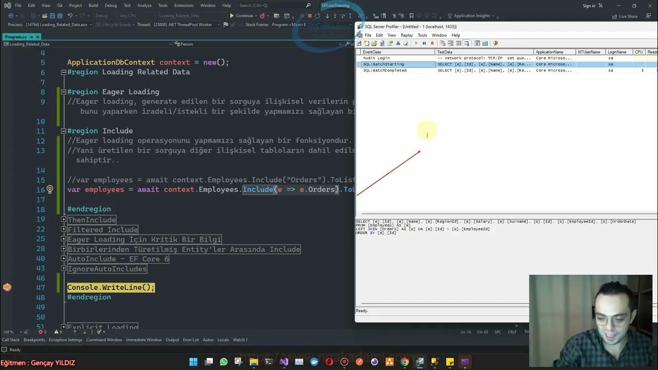 Entity Framework Core #42 - Loading Related Data - Eager loading - YouTube