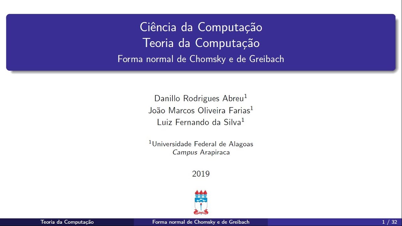 Teoria da Computação: Forma normal de Chomsky e de Greibach - YouTube