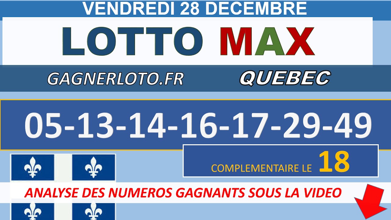 LOTTO MAX QUEBEC NUMEROS GAGNANTS TIRAGE VENDREDI 28 DECEMBRE YouTube lotto-max-quebec-numeros-gagnants-tirage-vendredi-28-decembre-youtube