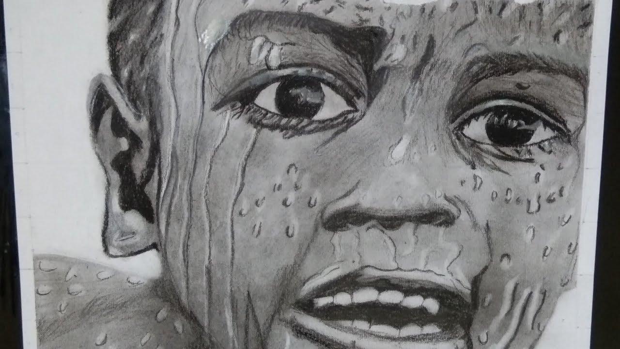 How to draw wet face. Hyper realistic wet face portrait. #pencil art # ...