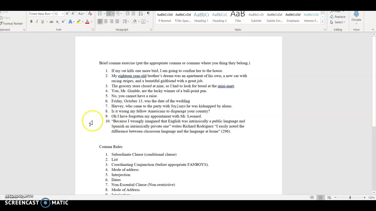 Comma Exercise Part II - YouTube