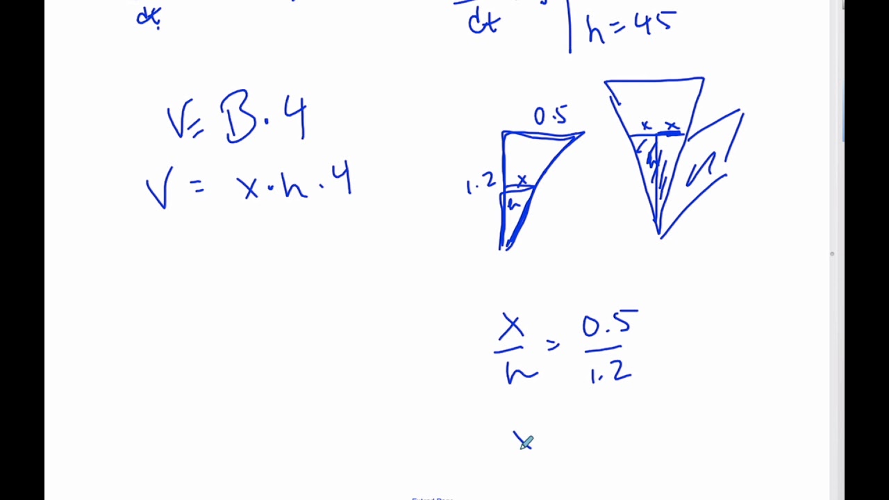 IB MAI HL - 10.09.4 Related Rates - Volume of water trough example ...