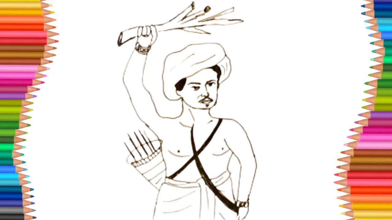 How To Draw Birsa Munda Sketch / Birsa Munda Drawing Easy / Birsa Munda ...