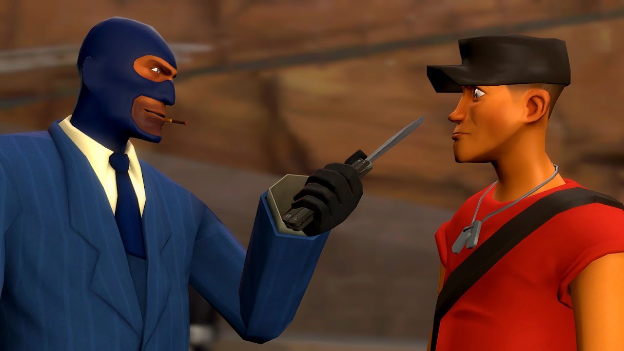 Spy stabbing himself - YouTube