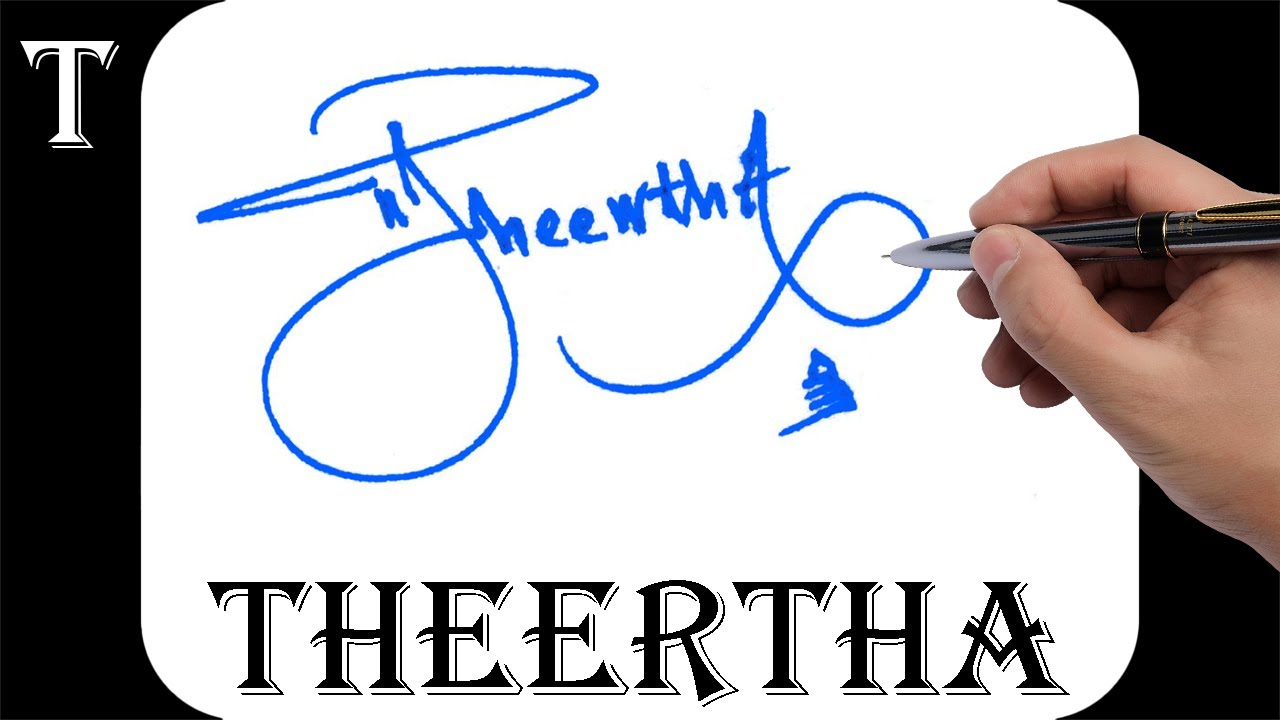 Theertha name signature design - T signature style - How to signature ...