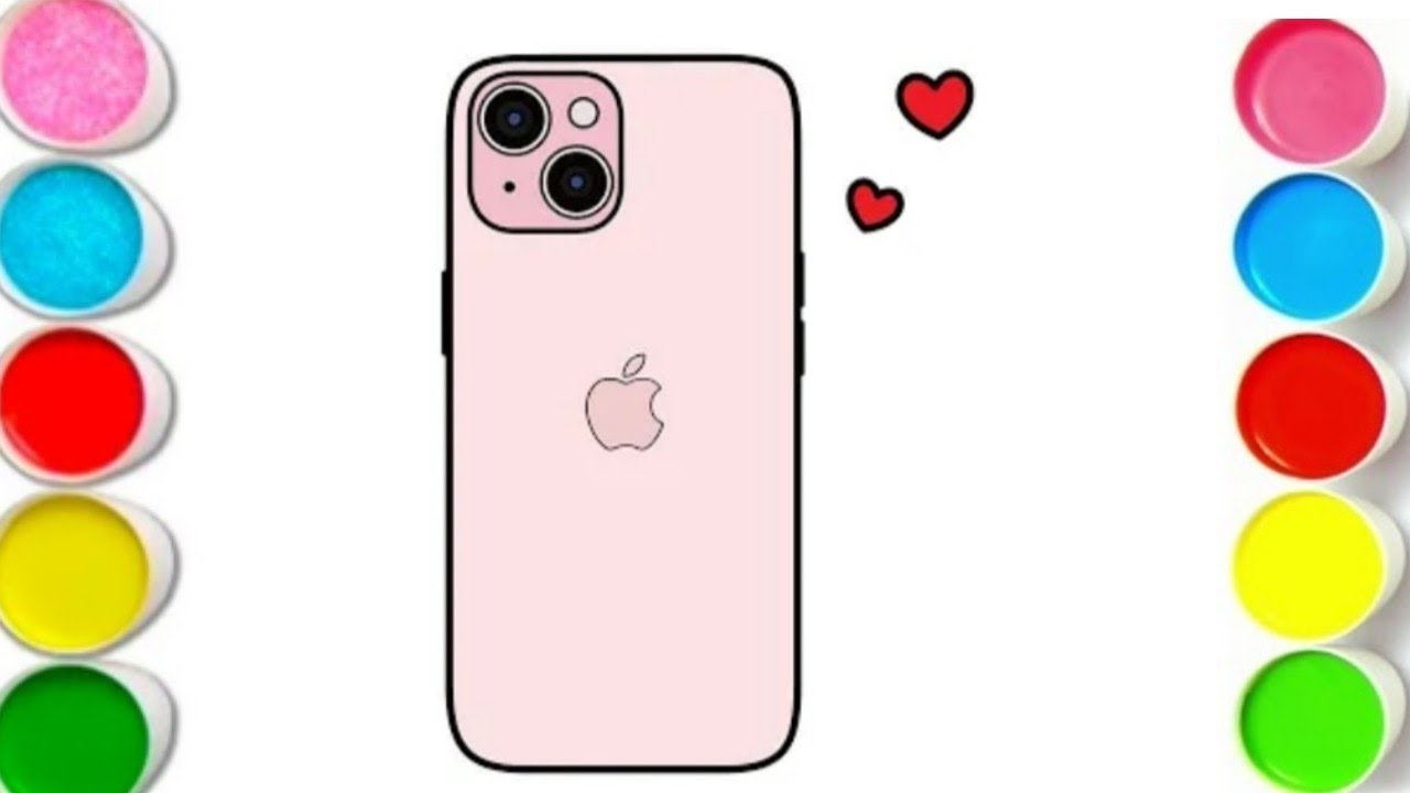 Easy apple iphone drawing, coloring and painting for kids & toddlers ...