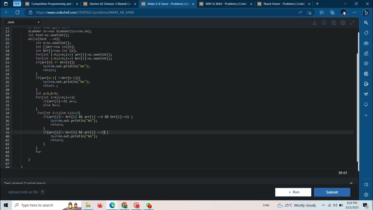 Make A-B Same || Codechef || Starter 88 in java - YouTube