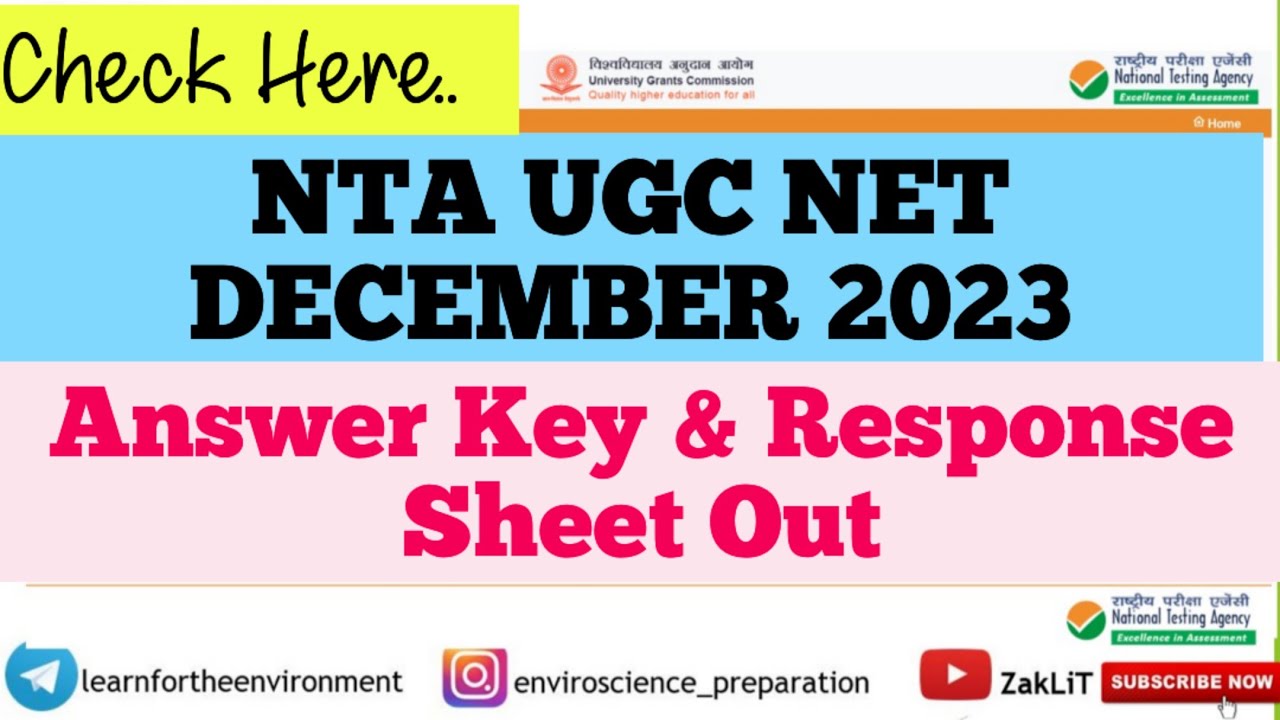 🔴UGC NET DEC 2023 Answer Key/Response Sheet Out - YouTube