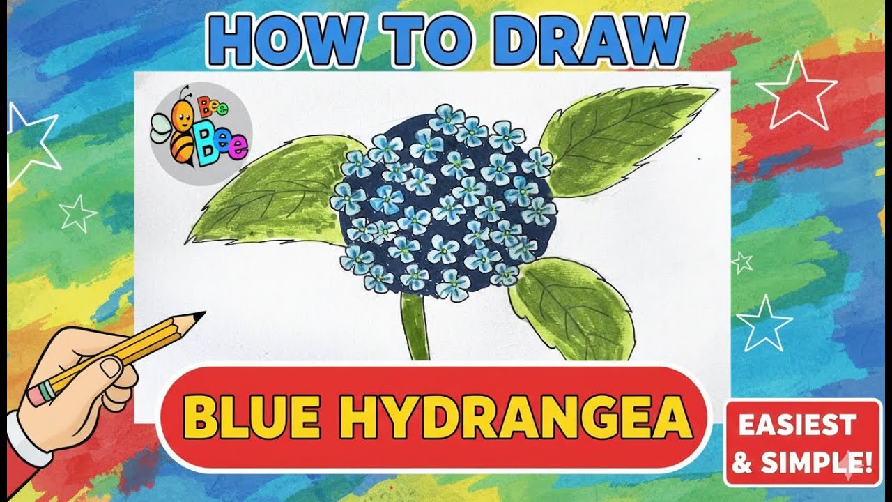 How to Draw a Hydrangea Flower | Easy Step by Step Drawing Tutorial ...