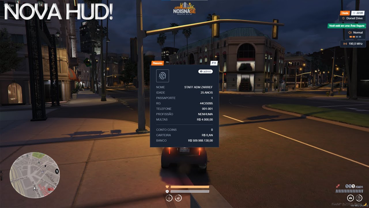 NOVA HUD - GTA 5 - FIVEM - NOIS NA SÉ! ROLEPLAY! - YouTube