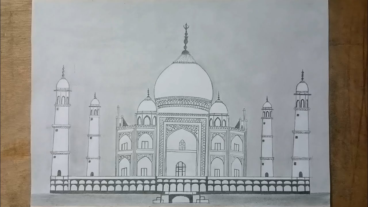 Taj Mahal banan sikhe | How to draw Taj Mahal | Taj Mahal Sketch ...