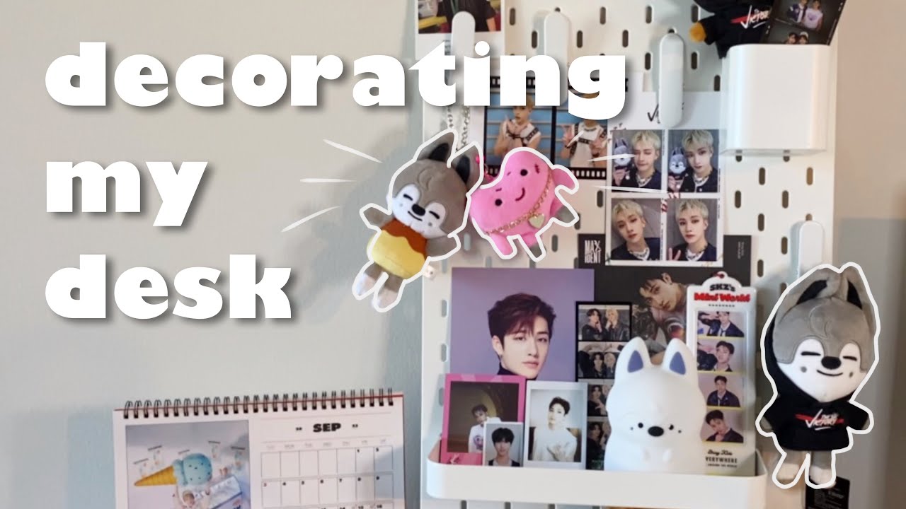 decorating my desk ♡ (stray kids themed, ikea skadis pegboard) - YouTube