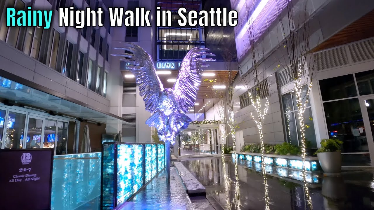 Rainy Night Walk in Seattle - Downtown and Pioneer Square 4K - YouTube