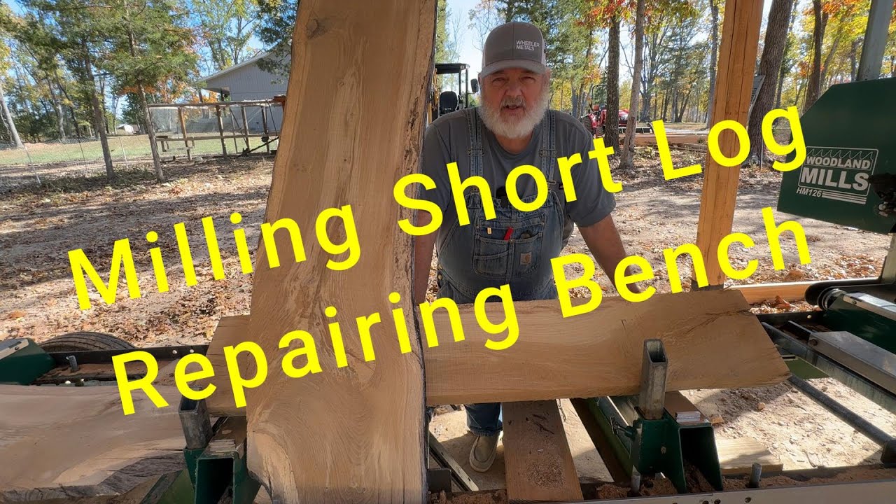 Milling Short Oak Log on HM126 Woodland Mills Sawmill | Repairing Fire ...