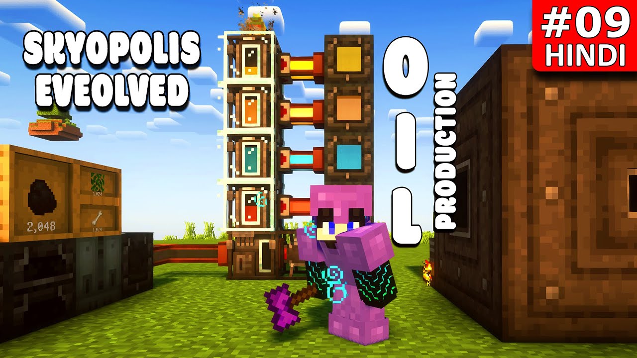 I MADE AN OIL PROCESSING SYSTEM🛢️ || Skyopolis Evolved E09 in HINDI || #Minecraft || #MrSaikat ...