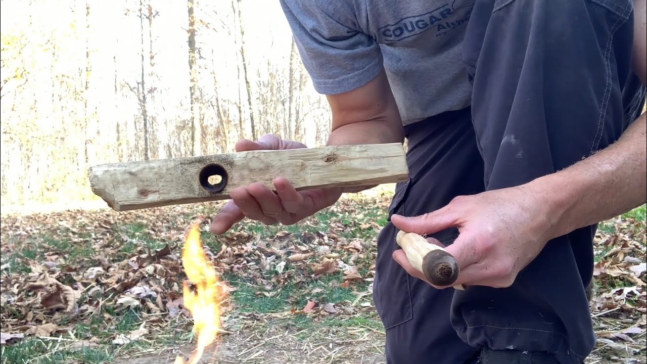 Hole Method Friction Fire: Rain Protection - YouTube