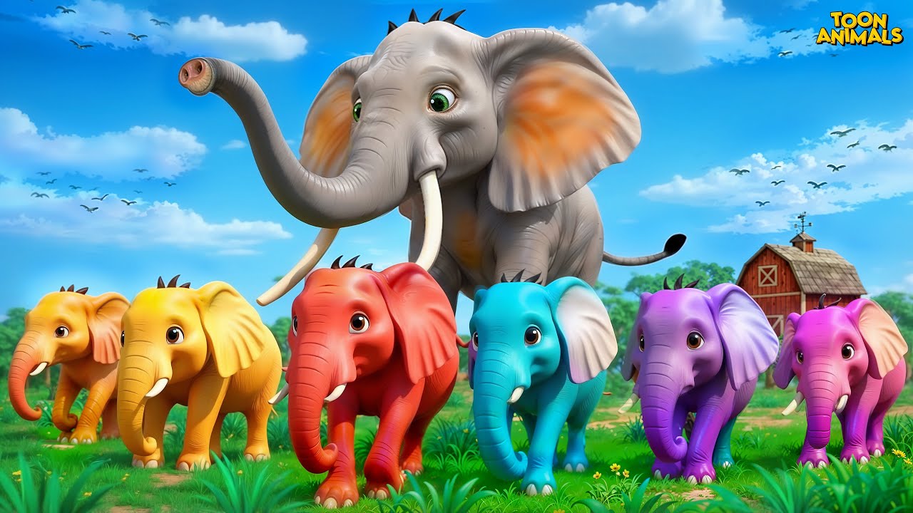 Rainbow Elephants Jungle Adventure | Smart Self-Rescue from a Lion ...