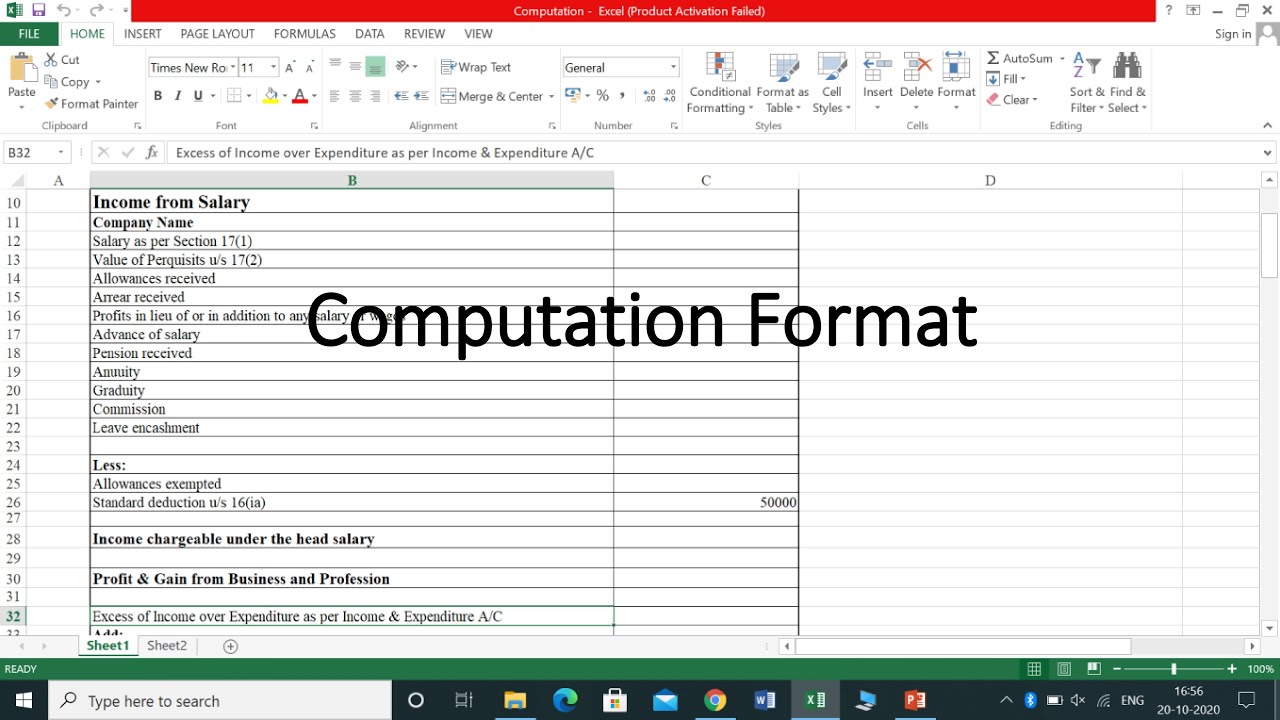 Computation format for FY 2019-20|AY 2020-21 - YouTube