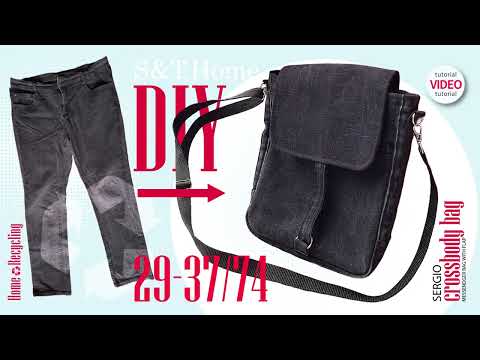 29-37 Crossbody Bag Sergio. Video tutorial. DIY Upcycling bag pattern. Sewing from old denim jeans