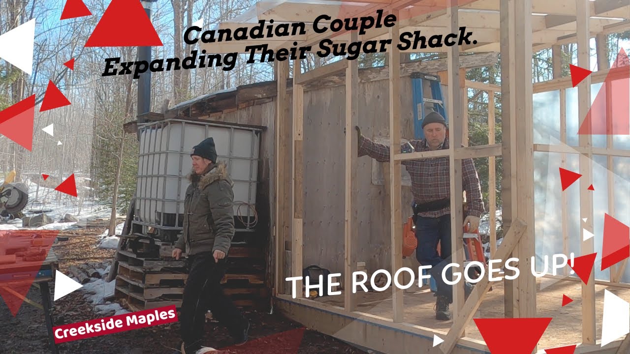 Building Our DIY Sugar Shack in the Canadian Woods - Roof Rafters - Off ...