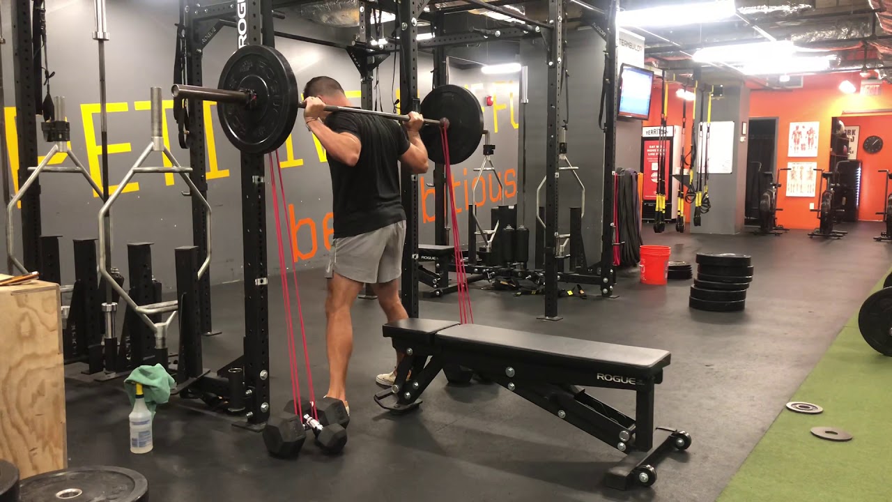 Barbell Box Squat with Accommodating Resistance - YouTube