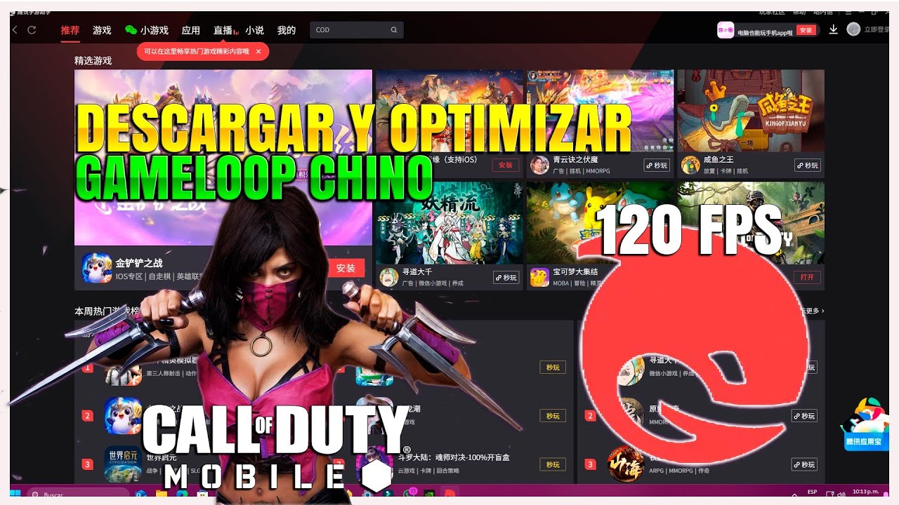 TUTORIAL ACTUALIZADO DESCARGAR INSTALAR GAMELLOP CHINO PARA JUGAR CALL OF DUTY MOBILE A 120 FPS ...