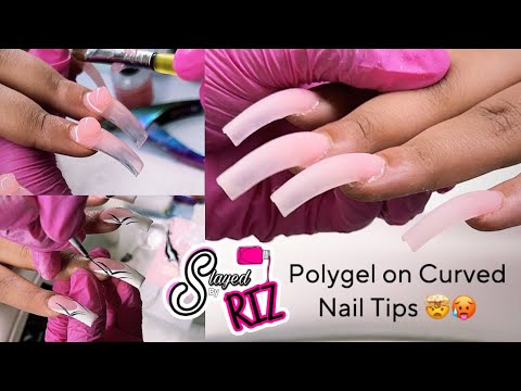 Real-Time Polygel Application Curved Nail Tips|| Watch Me Work ...