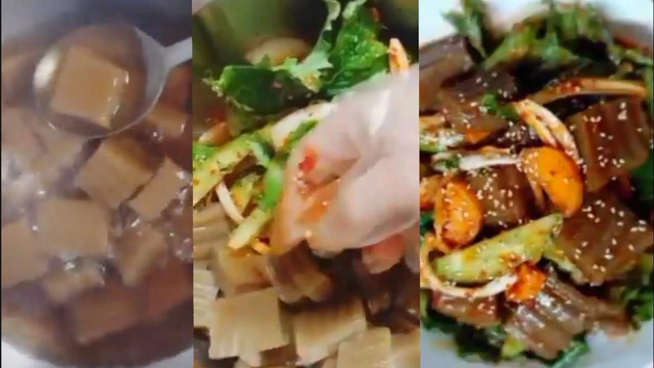도토리묵무침 [Dotori-muk-muchim] Acorn Jelly Salad - YouTube