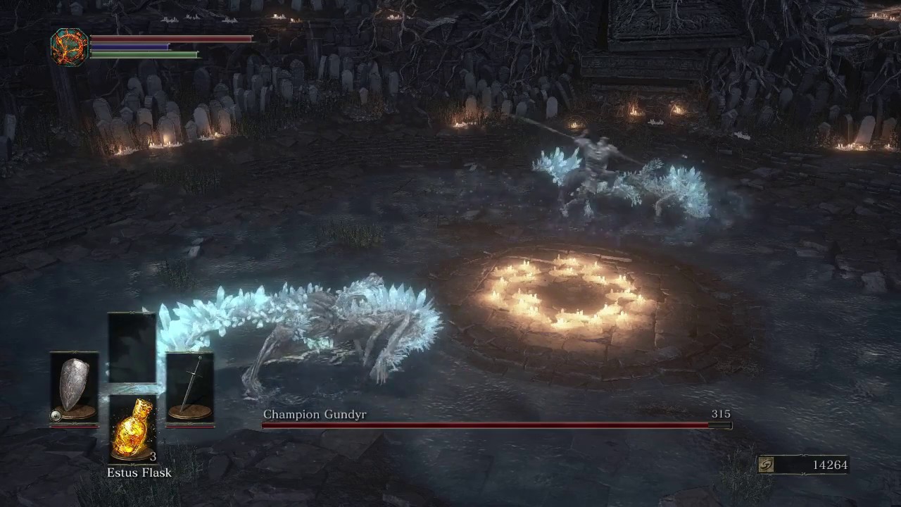Dark Souls 3 - Champion Gundyr vs 2 Giant Crystal Lizards - YouTube