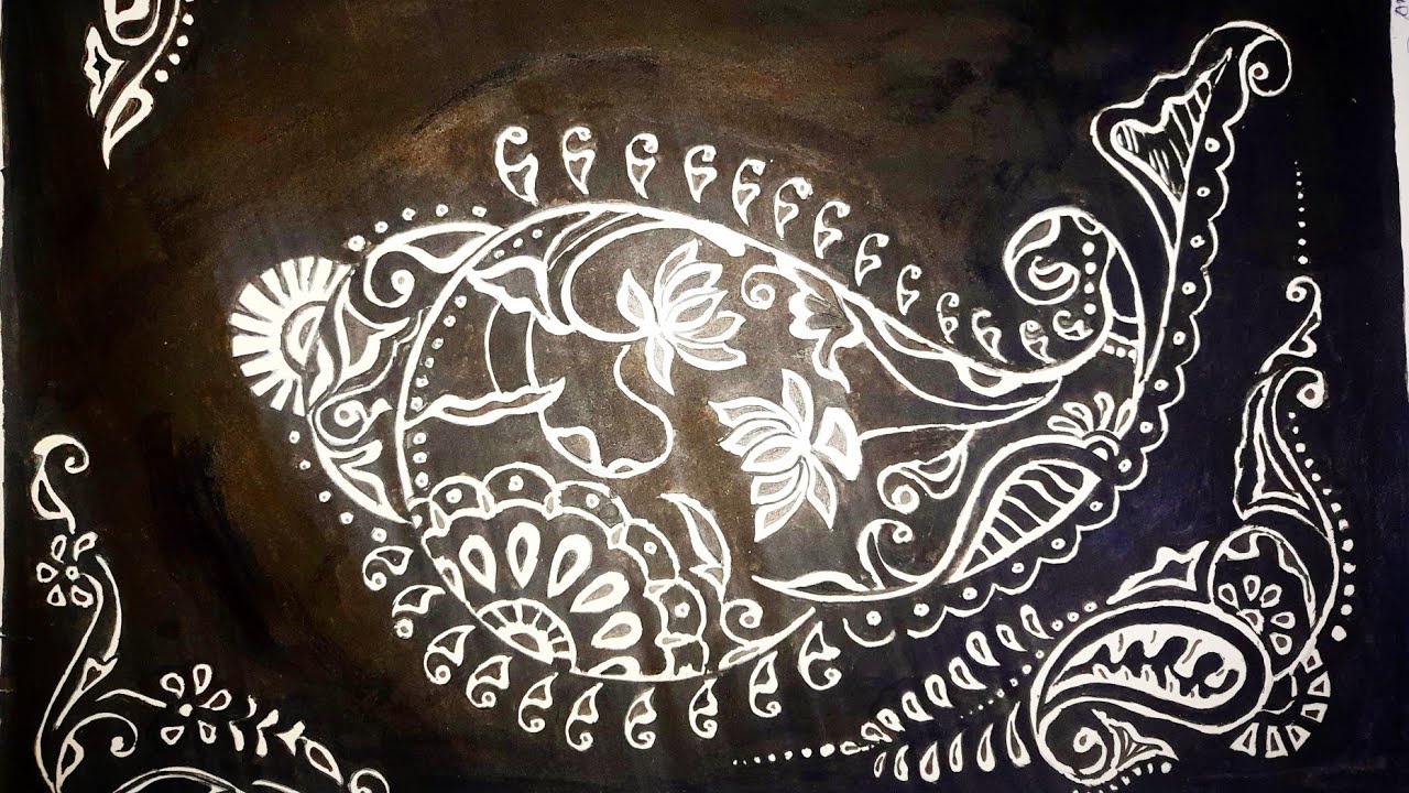 conch shell mandala art || শঙ্খ আলপনা - YouTube