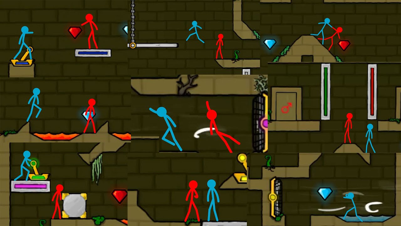 Watergirl and Fireboy - All Forest Temple - Stickman Animation - YouTube