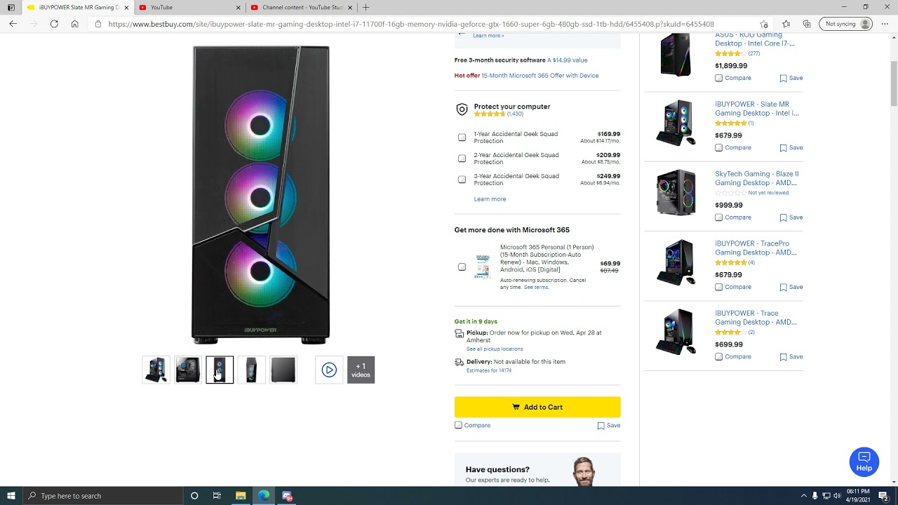 iBUYPOWER - Slate MR Gaming Desktop -i7-11700F -16GB -1660 Super 6GB ...