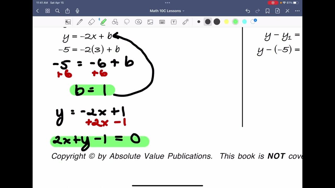 Math 10C Unit 4B Equations of Linear Relations L4: Slope-Point Form y-y ...