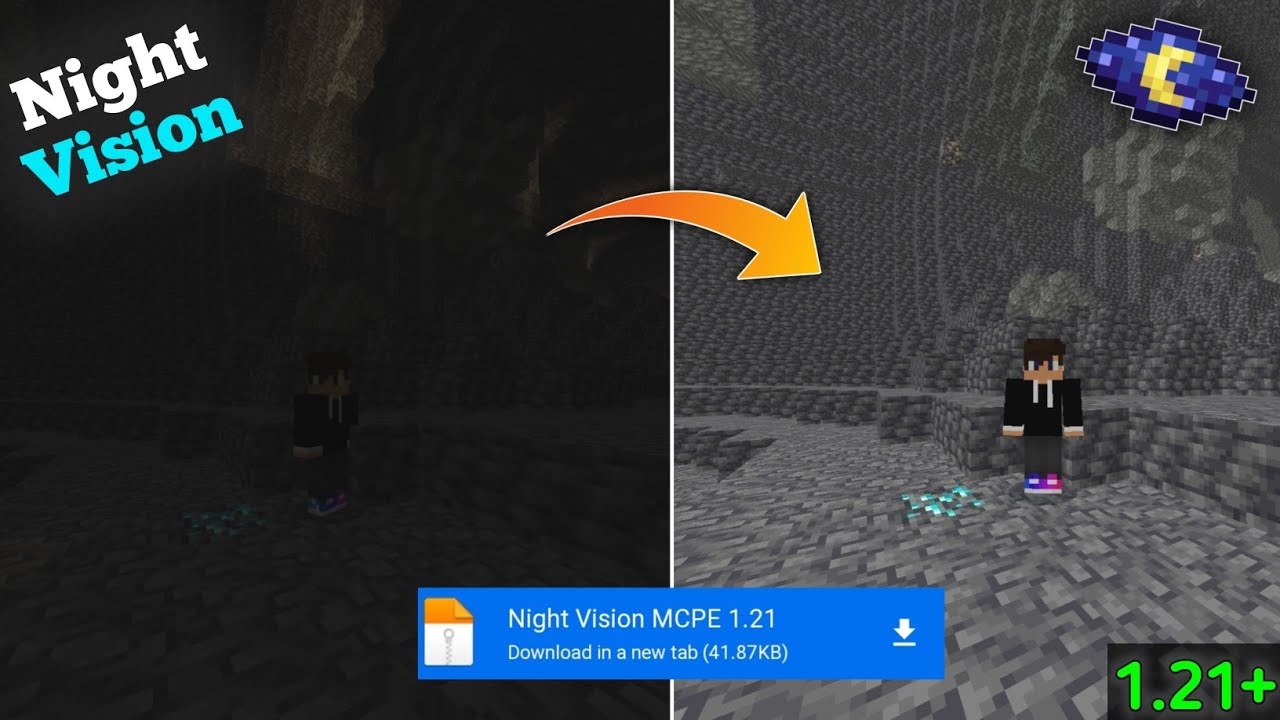 Night Vision Mod For Minecraft PE 1.21+ | Minecraft Night Vision ...