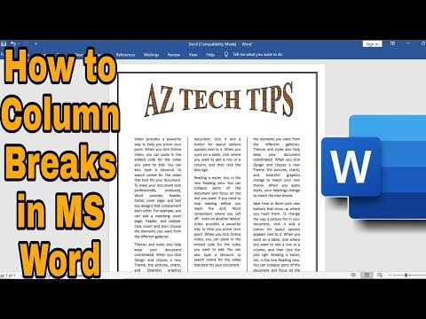 Word Ms Word Tutorial Split Text into Word Columns (Columns Handling ...