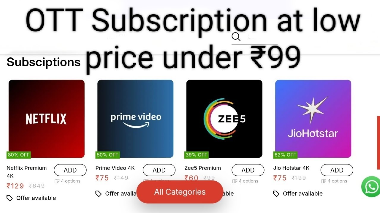 OTT subscription affordable price 2025 (ott subscription, software ...