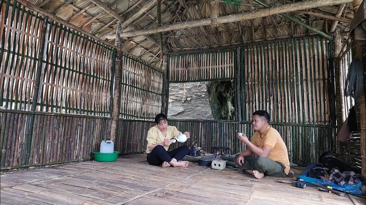 200 Days Build free farm a floating raft house in the wild lake ...