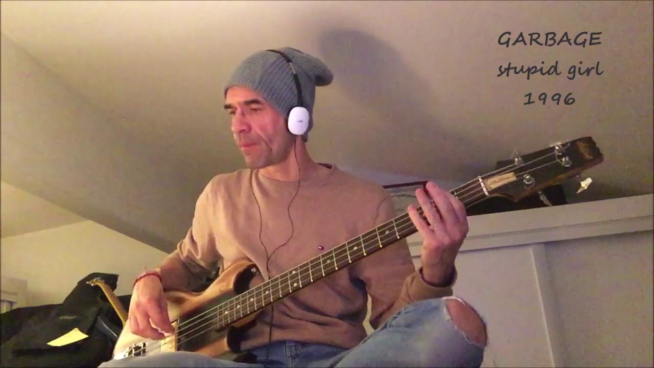 Garbage- stupid girl- bass cover(32) - YouTube