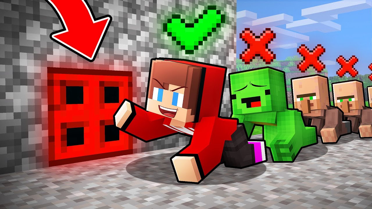 Mikey and JJ Can’t Enter This Red Trapdoor in Minecraft (Maizen) - YouTube
