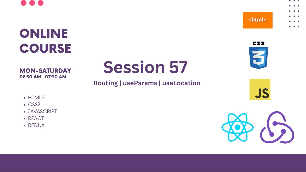 Web Development Training in Telugu | Routing | useParams | useLocation | Session 57 - YouTube