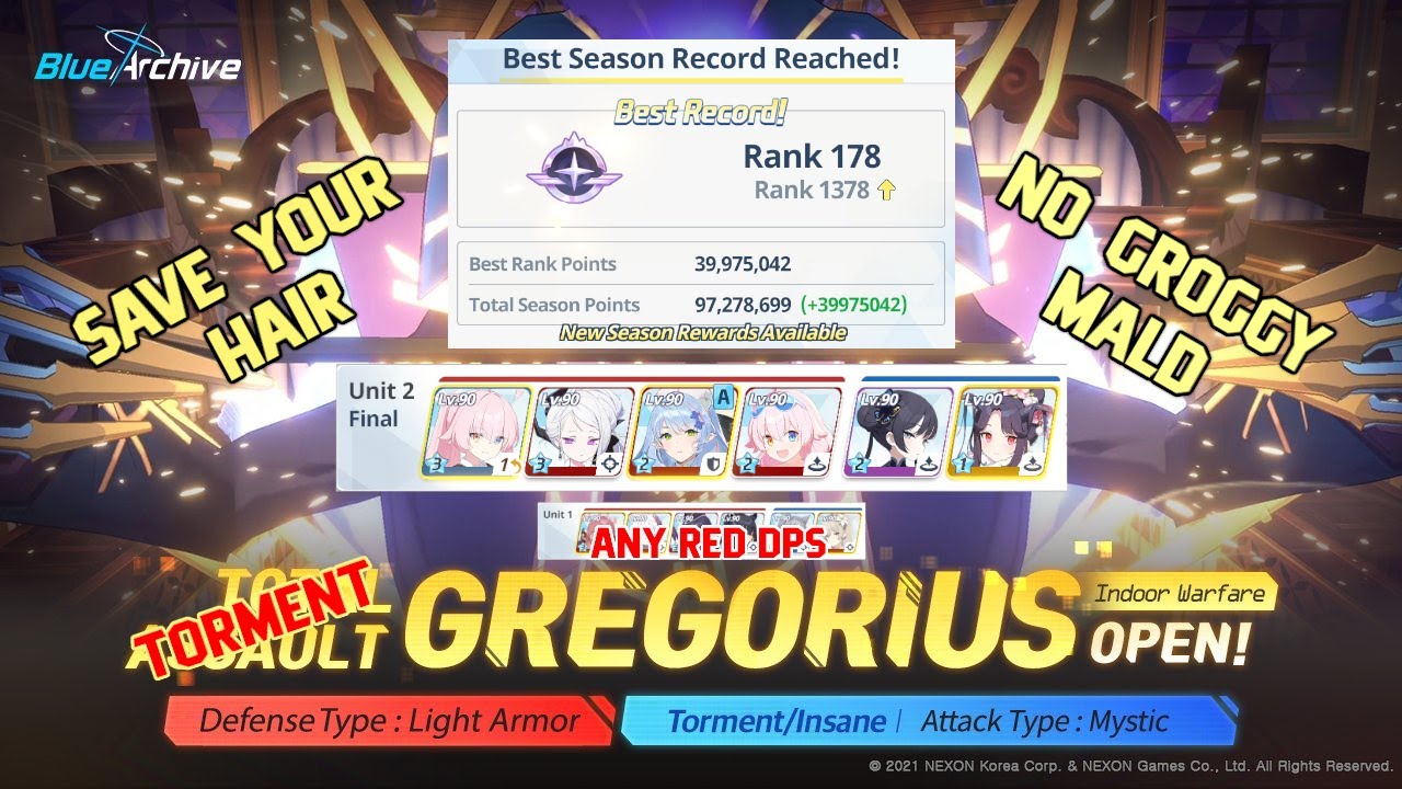 Blue Archive Gregorius Indoor TORMENT - No Groggy Mald - YouTube