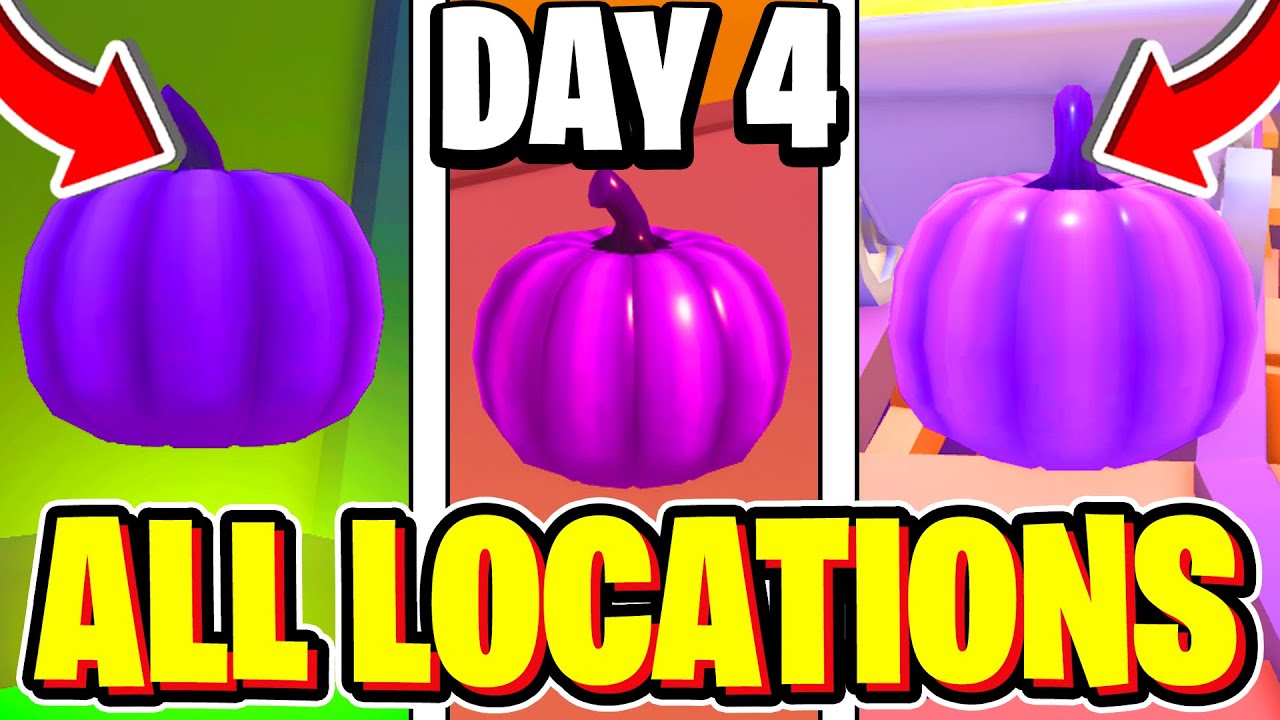 (DAY 4) How To Find ALL 25 PURPLE PUMPKIN LOCATIONS In Adopt Me ...