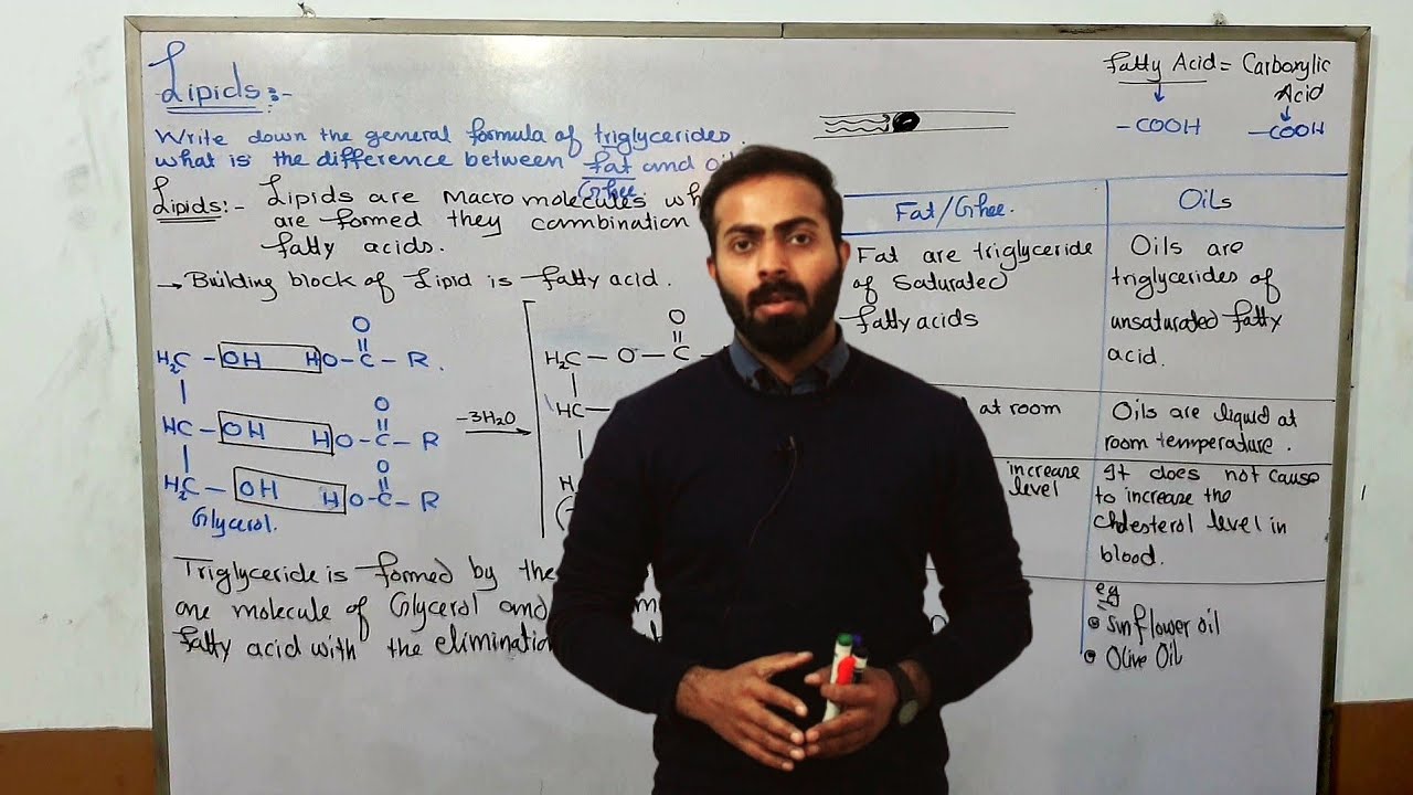 Lipids | General formula of Triglycerides | Difference b/w fat & oil ...