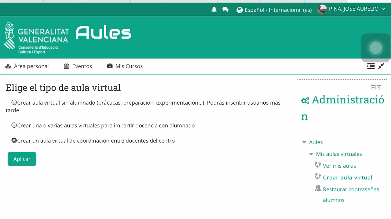 AULES Crear aula virtual - YouTube