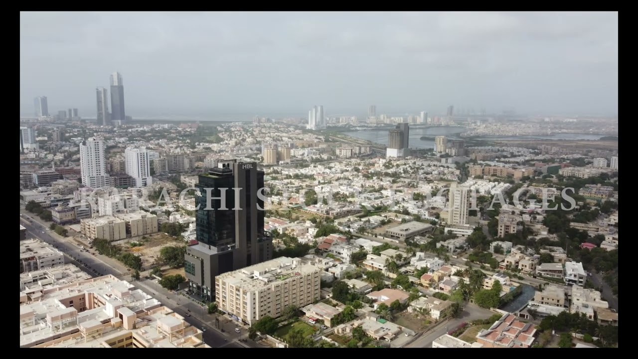4K Aerial video of HBL Head Office & Teen Talwar at Karachi Pakistan ...