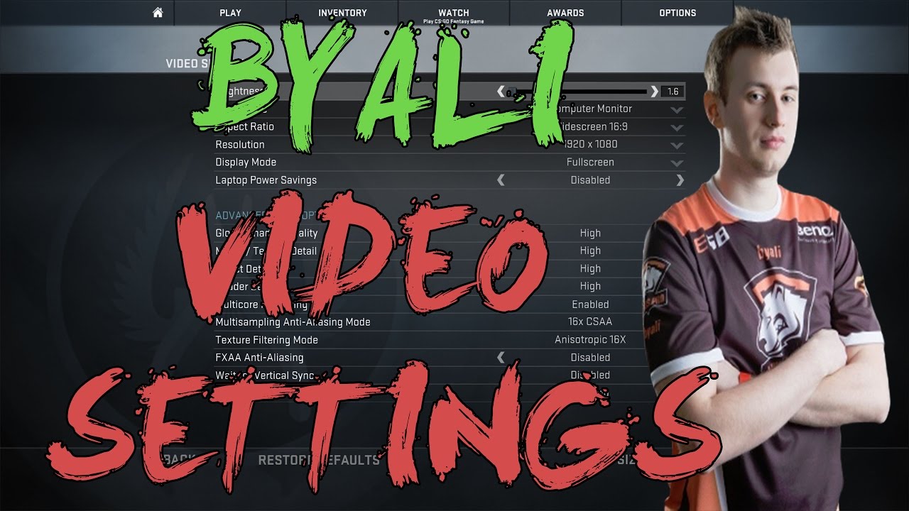 CSGO: VP byali video settings - YouTube