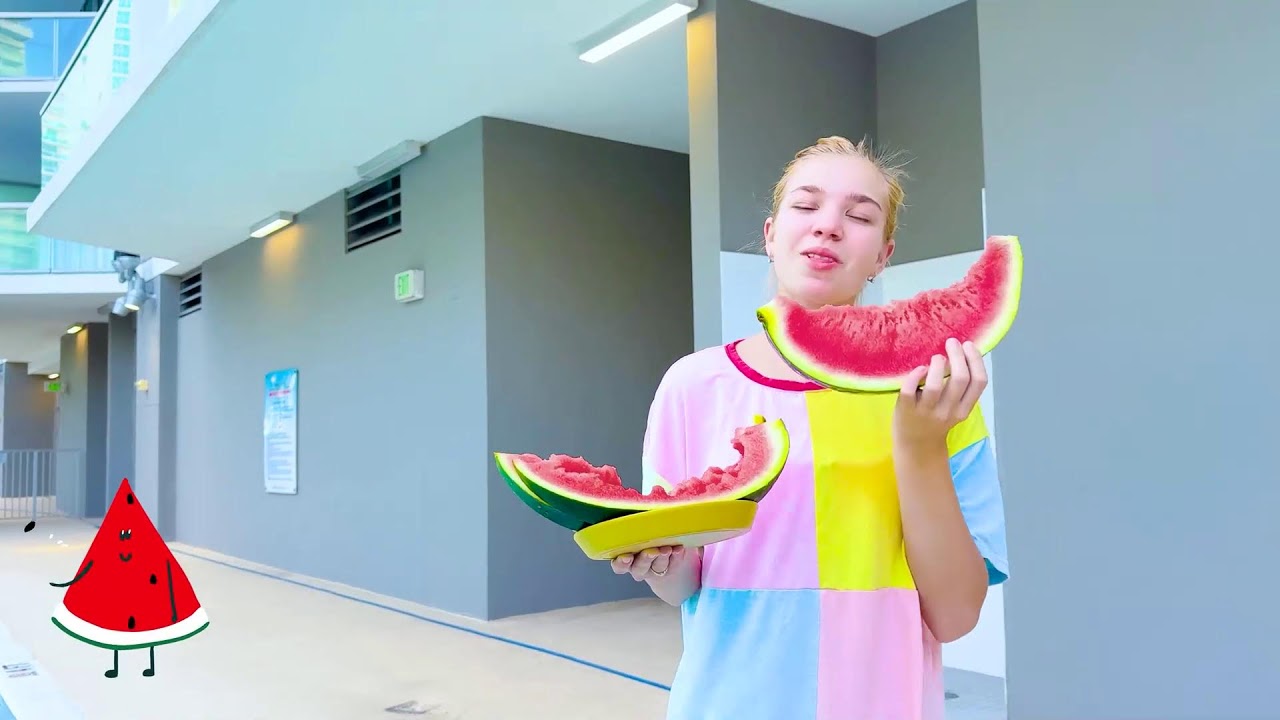 Naomi learns Pool Rules and eats Watermelon - YouTube